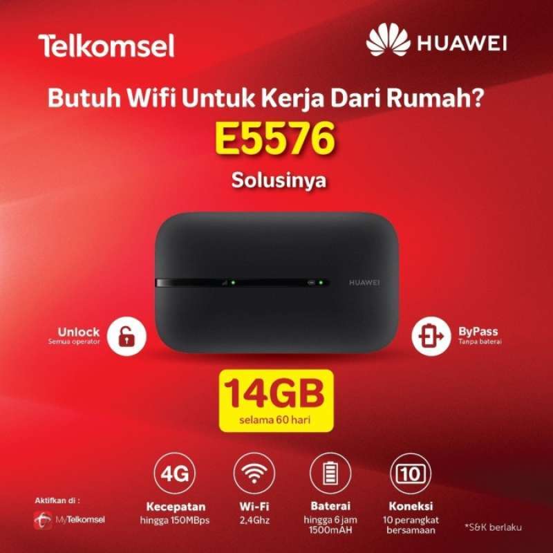 Jual Modem Wifi 4g All Operator E5576 Mifi Router - E5576 Tsel 14gb ...