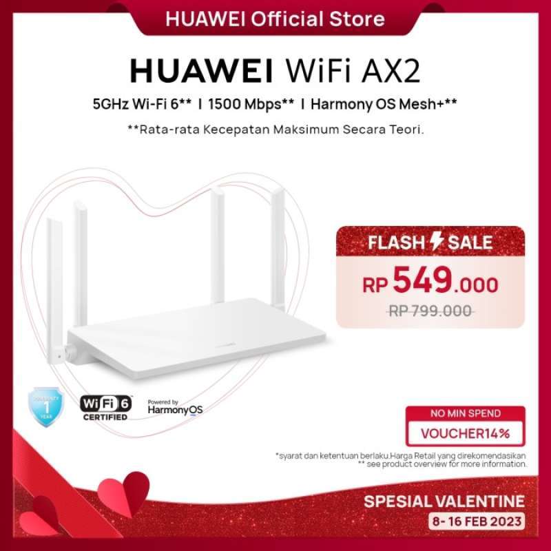 Promo WiFi AX2 | Router | 5 GHz Wi-Fi 6 Support | HarmonyOS Mesh+ Diskon 23% di Seller Paperindo ...