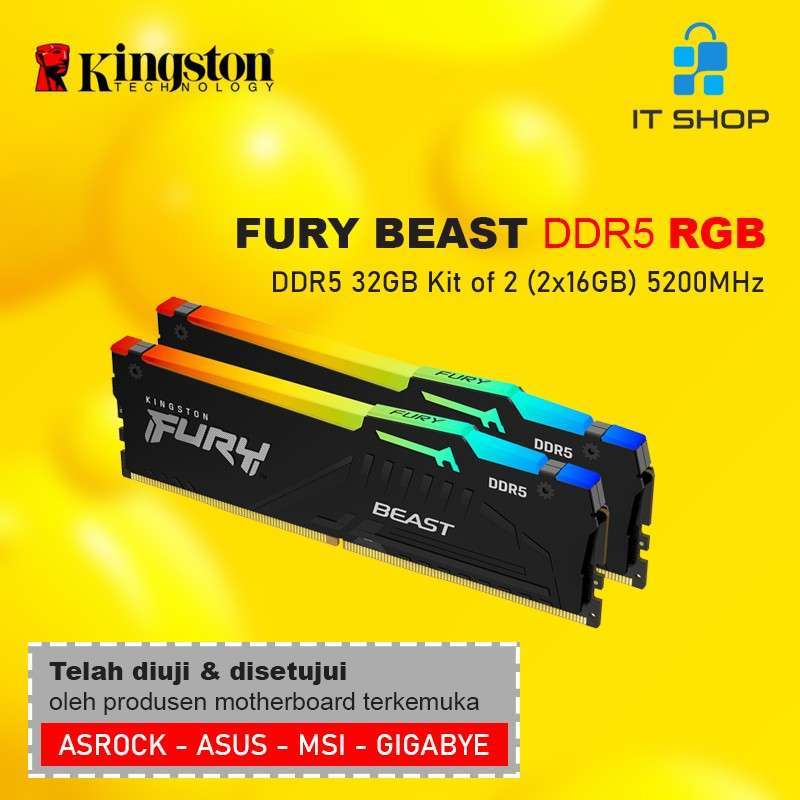 Jual Kingston Fury Beast 32gb (16gbx2) Rgb Ddr5 - 5200mhz Di Seller It Shop Official Store ...