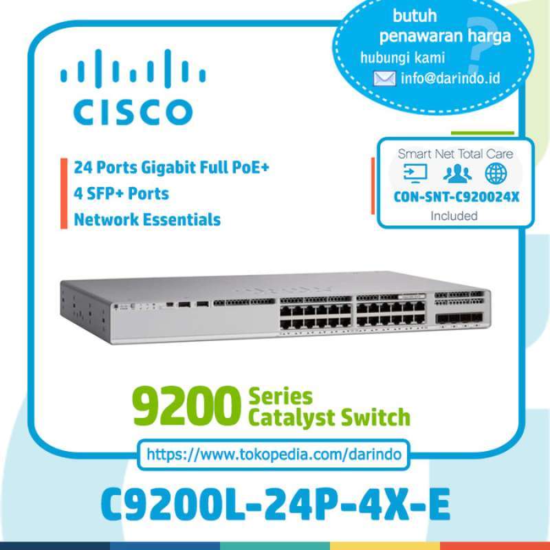 Promo Cisco C9200L-24P-4X-E Catalyst 9200 Series Switch + Smart Net Diskon 23% di Seller ...