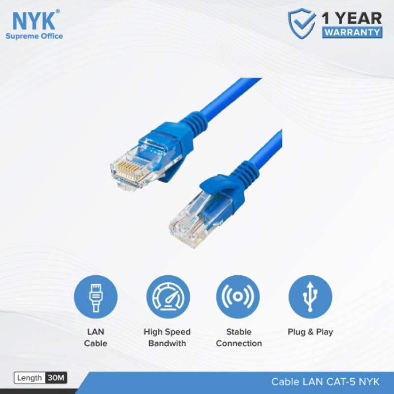 Jual Kabel Lan Cat 5 Nyk Cable Ethernet Rj45 1.5m 3m 5m - 1.5 Meter Di Seller Wira Cctv Dan ...