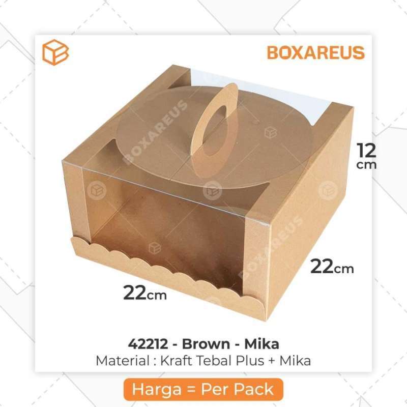 Jual Box Mika Kotak Kue Cake Packaging Transparan Dus Handle Bening ...