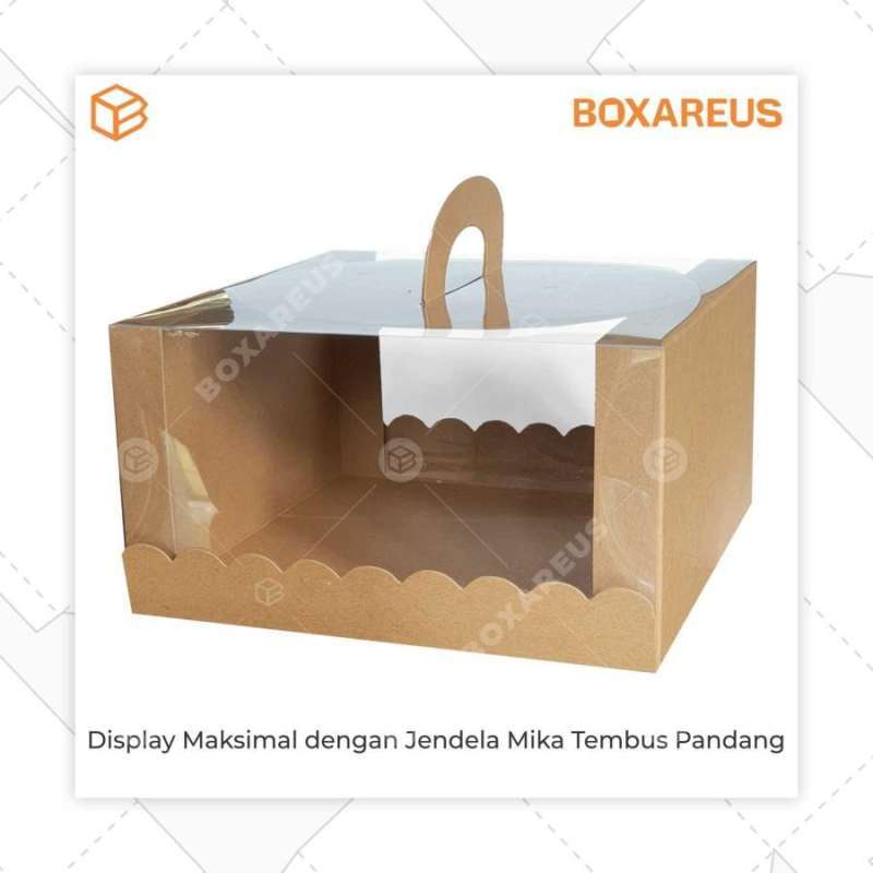 Jual Box Mika Kotak Kue Cake Packaging Transparan Dus Handle Bening ...