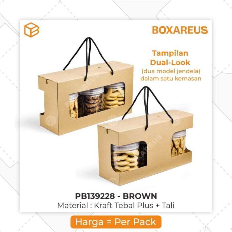 Jual Box Toples Tabung Packaging Hampers Kemasan 3 Jar Silinder | PB139228 - Brown, Pusat di ...