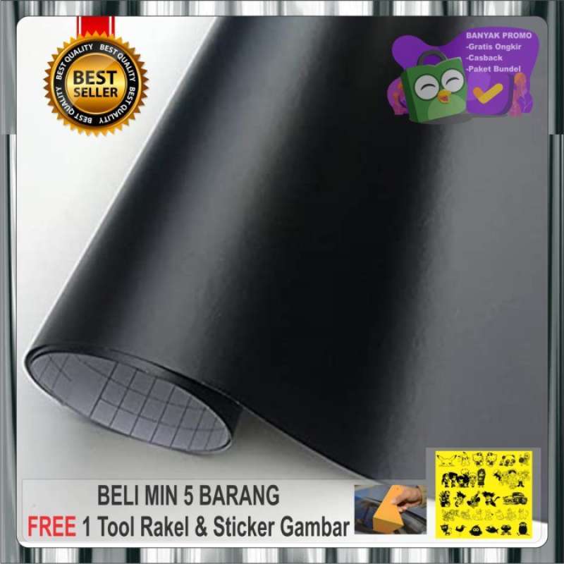 Promo stiker warna hitam doff 1 roll 50 meter/skotlet hitam doff 1 roll ...