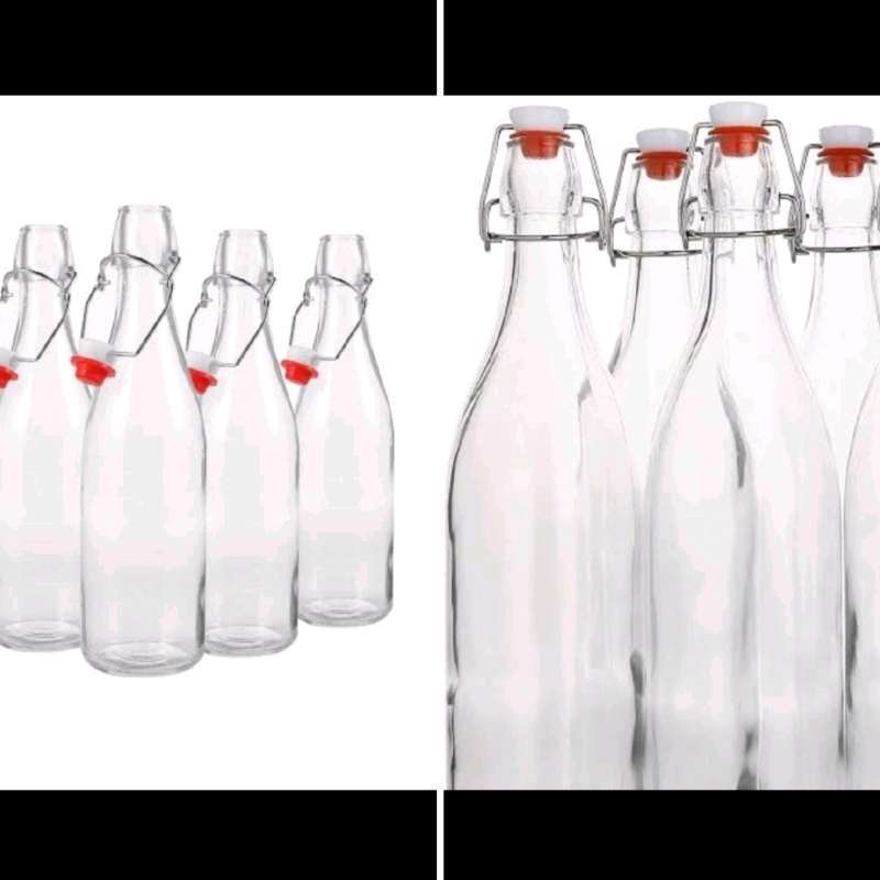 Jual Glass Bottle with Swing Stopper Transparent Fliptop Bottle 250ml ...