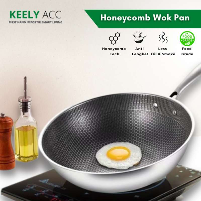 Jual Wajan Honeycomb Stainless Steel Wok Pan anti lengket penggorengan di Seller Keeld ...