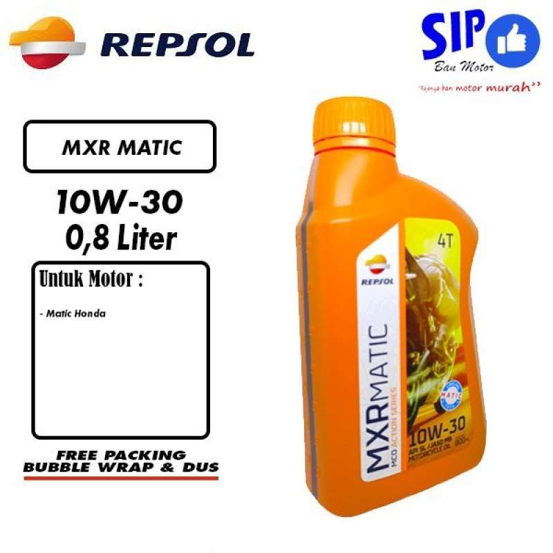 Jual Oli Repsol MXR MATIC 10W30 0.8L SL/MB untuk motor matic di Seller ...