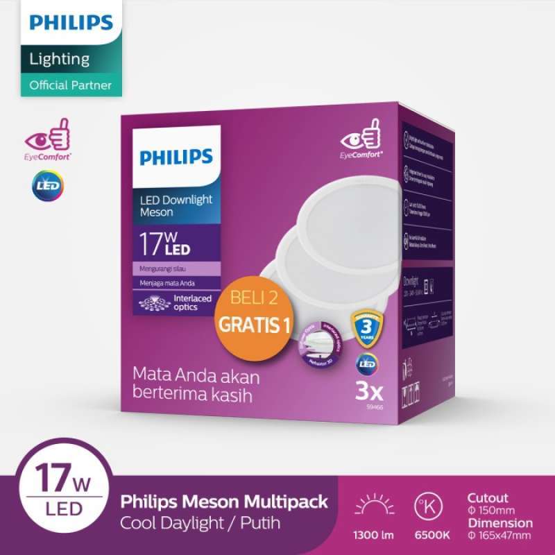 Jual Lampu Philips 59466 Meson 150 17w 65k Id Mp Recessed Cahaya Putih ...
