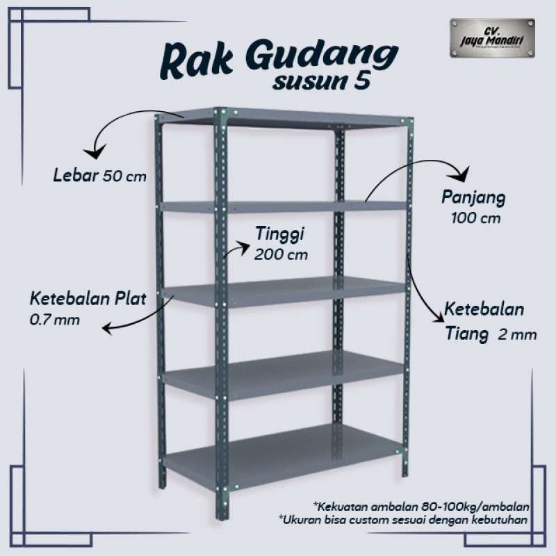 Promo Rak Besi Susun 5 Ukuran 50 x 100 x 200 Diskon 17% di Seller ...