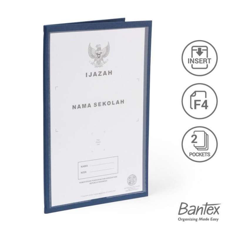 Jual MAP IJAZAH RAPORT | BANTEX MAP RAPORT FOLIO 2 POCKET 1026 01 BLUE ...