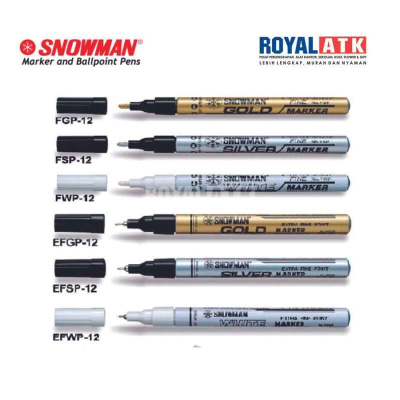 Jual Spidol Paint Marker Snowman Putih Silver Emas Permanen Extra Fine ...