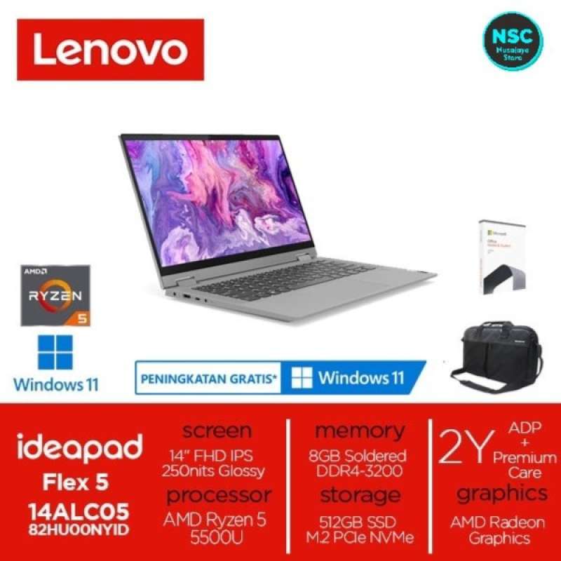 Jual Lenovo IdeaPad Flex 5 NYID Ryzen 5 5500U 8GB 512GB 14FHD W11 OHS Di Seller Nusajaya