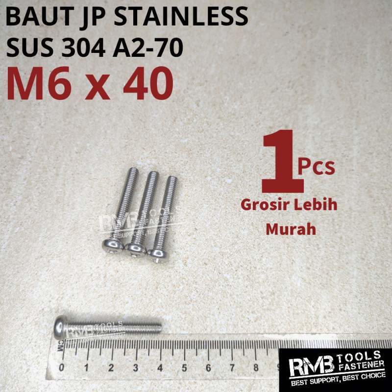 Jual M6x40 Baut Jp Stainless Steel Sus 304 A2-70 Kepala Bulat Obang Plus M6 Di Seller Rmbtools ...