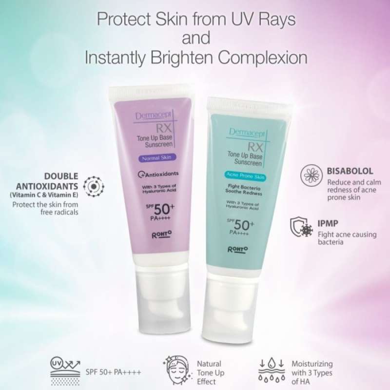 Promo Dermacept RX Tone Up Base Sunscreen | Normal skin & Acne Prone ...