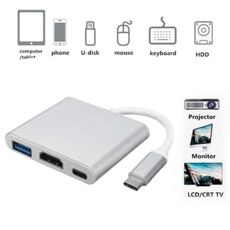 Jual Kabel Converter Extension USB 3.1 Type C to HDMI 3 in 1 Laptop Dan ...