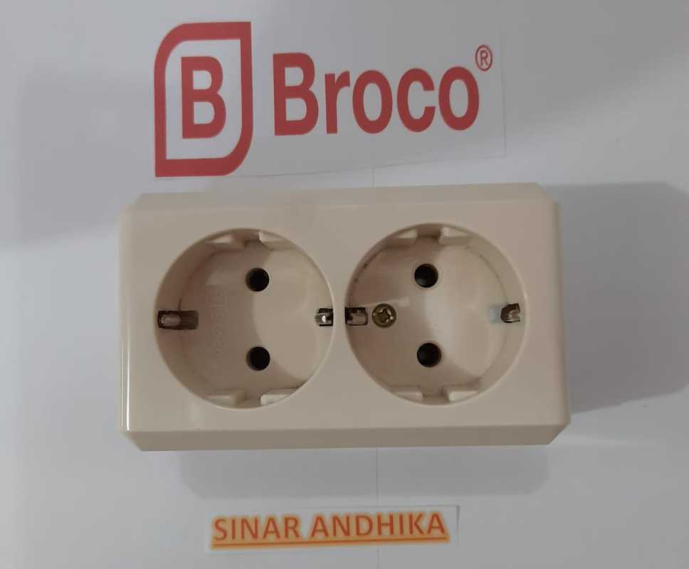 √ Stop Kontak 2 Lubang Arde Outbow Cream Broco 15420 Terbaru September ...