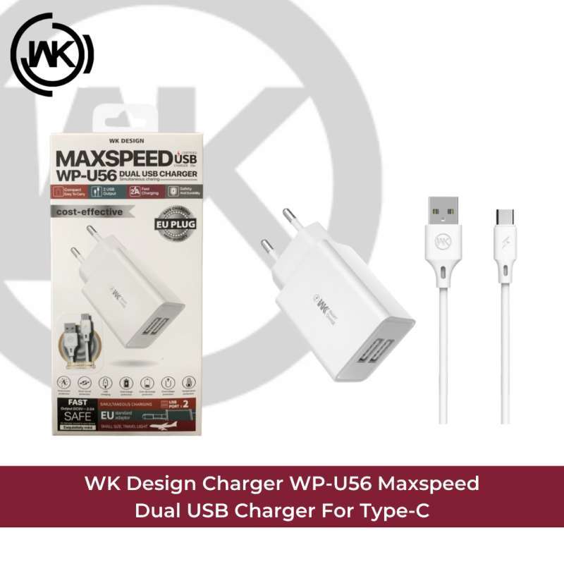 Jual Wk Design Charger Wp-u56 Maxspeed Dual Usb 2.0a Lightning Cable Di ...