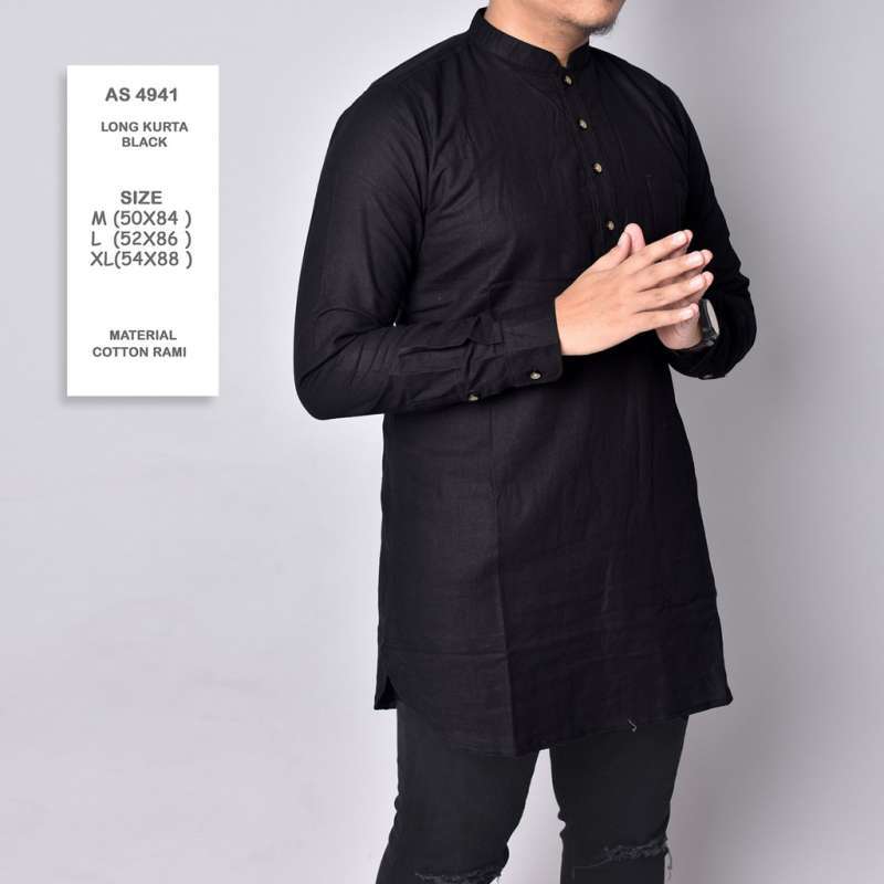 kurta lengan panjang hitam - Harry Cameron