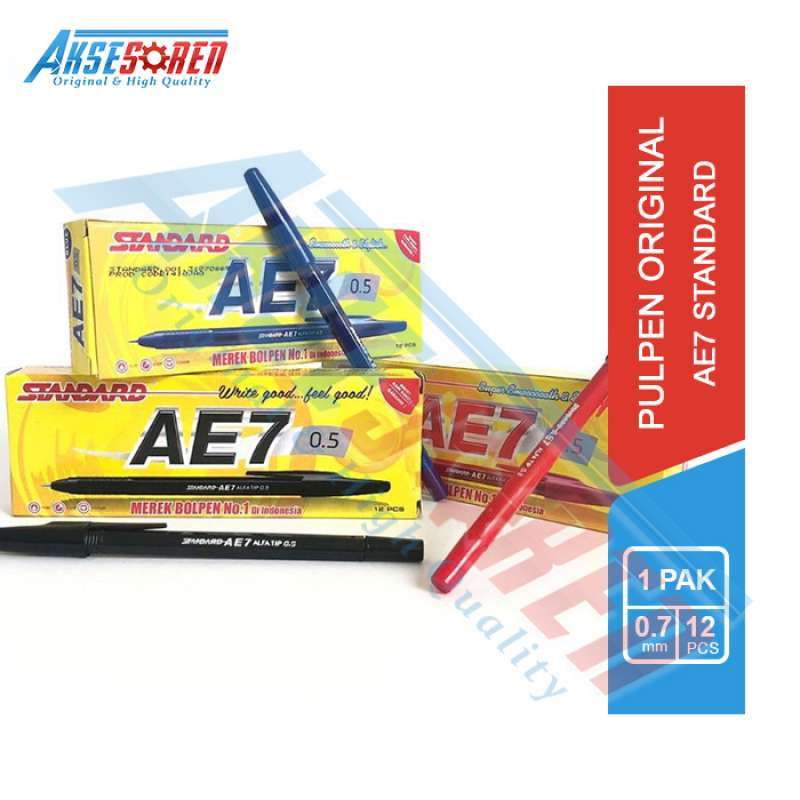 Jual Pulpen Standard [AE7/12 pcs] / Ballpoint Pena Pen Standar [0.5 mm/1 Pack] - Hitam di Seller ...