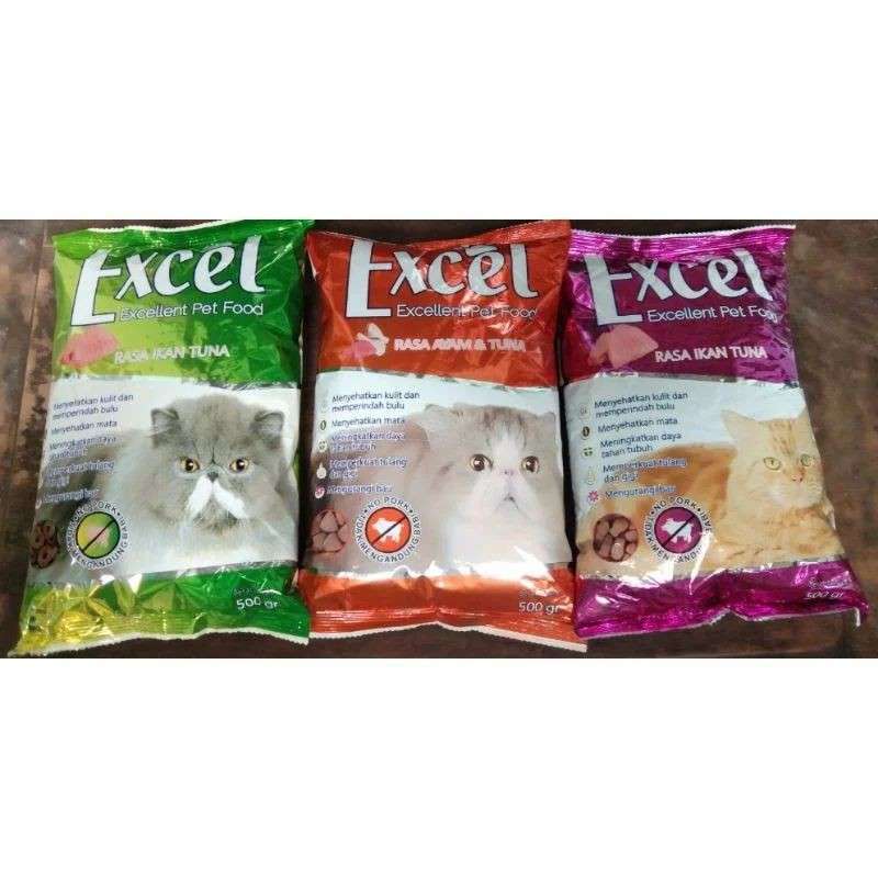 Jual Makanan Kucing Excel Hijau Rasa Tuna 500 Gram - Makanan Kucing ...