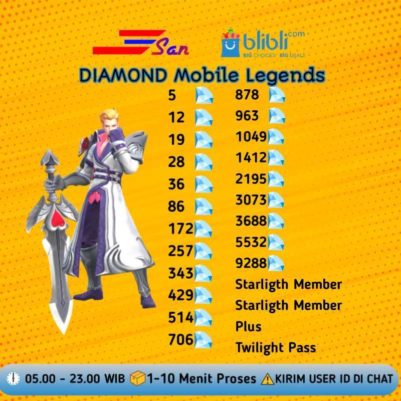 Jual 86 Diamond Mobile Legends di Seller SanStore_game - Kab. Rejang ...