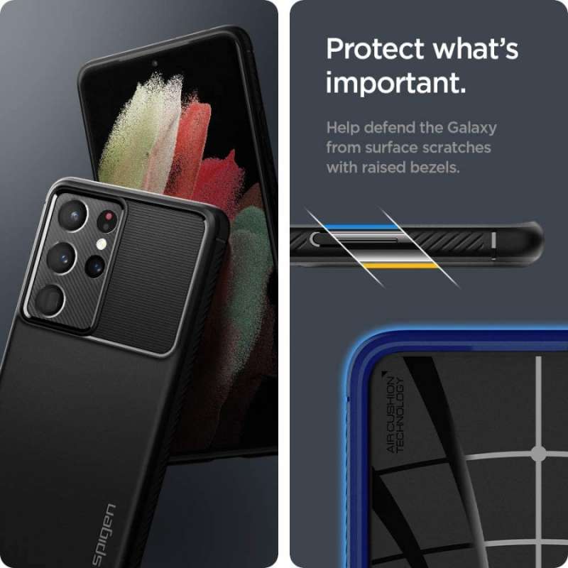 Jual Case Samsung Galaxy S21 Ultra Plus Spigen Rugged Armor Carbon Casing - Black S21 Ultra Di ...