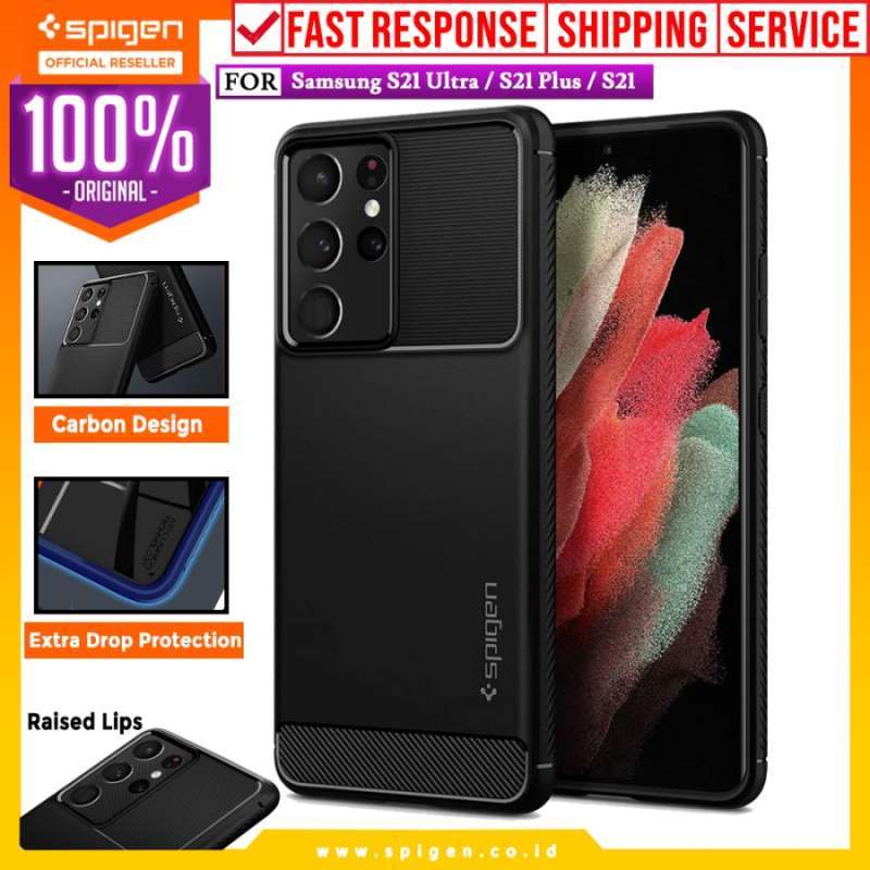 Jual Case Samsung Galaxy S21 Ultra Plus Spigen Rugged Armor Carbon Casing di Seller Spigen ...