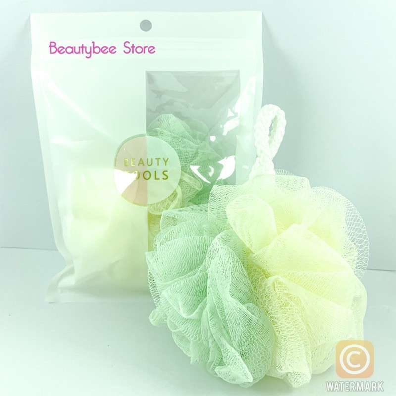 Jual SHOWER PUFF / PUFF MANDI / SHOWER BALL LAMEILA C053 HIJAU PUTIH di ...