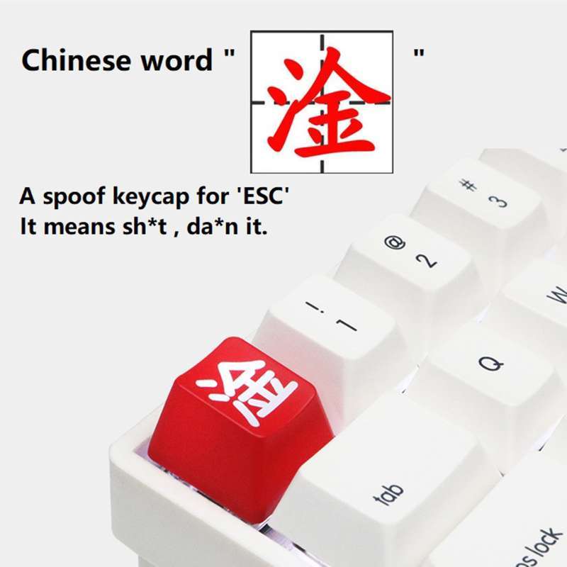 Jual Chinese Character Mechanical Keyboard Esc Keycap Diy Custom Red Di ...
