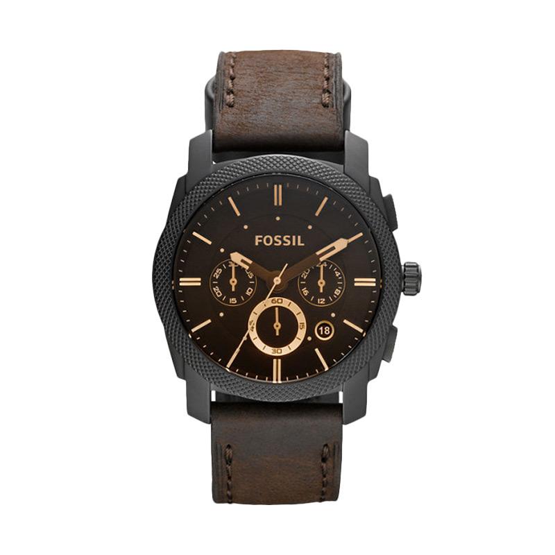 Jual Fossil Machine Mid-Size Chronograph Brown Leather Jam Tangan Pria ...