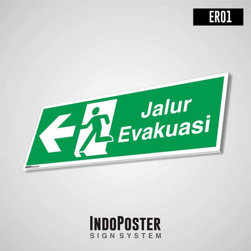 Jual Safety Sign Emergency Rambu K3 Pvc Jalur Arah Evakuasi Arah Kiri Ukuran S (30 X 10 Cm X 2mm ...