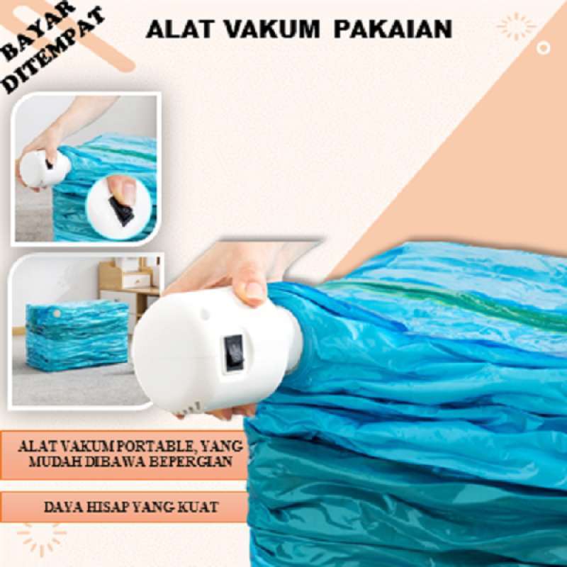 Jual Vacuum Bag Pompa Vakum Pakaian Baju Elektrik Alat vacum Tas Penyimpanan Listrik 220V 55W di ...