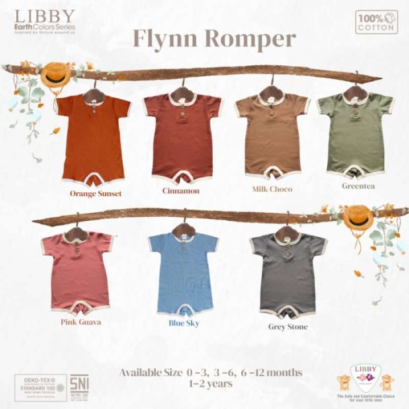 Jual Libby Baby Earth Colors Series Flynn Romper - Blue Sky 6-12 Bulan ...