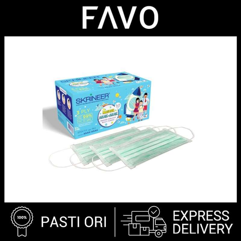 Jual Masker Medis - Skrineer Daily Mask For Kids Earloop 3 Ply - 50 Pcs ...