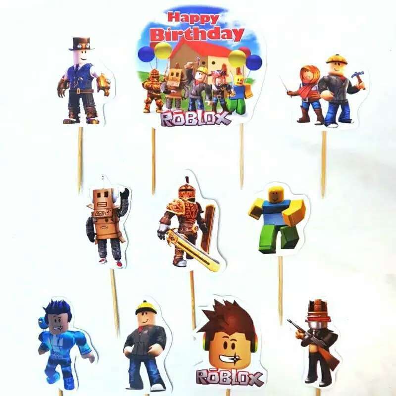 Jual satu set cake topper toper hiasan kue ulang tahun karakter roblox ...