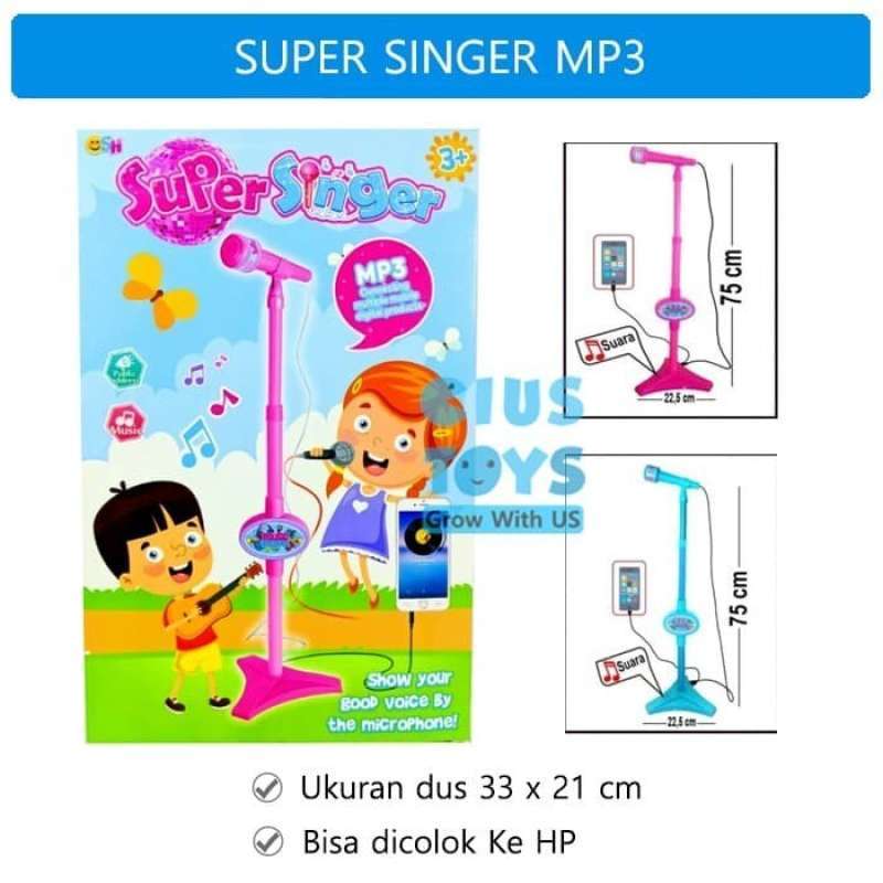 Jual Microphone Super Singer Mp3 Karaoke |mainan Mik Nyanyi | Single ...