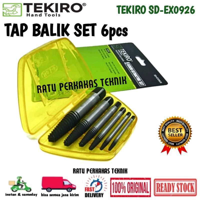 Jual TAP BALIK SET 6 PCS TEKIRO ORIGINAL SCREW EXTRACTOR TAB DRAT PUTAR ...