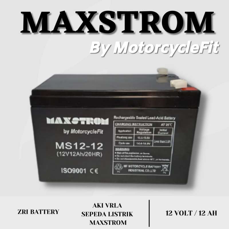 Jual Aki Sepeda Listrik 12 Volt 12 Ah Merek Maxstrom Gs Yuasa Satu Set ...