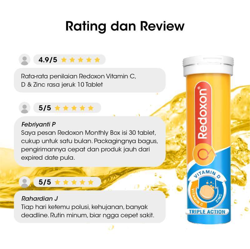 Promo Fs - Redoxon Vitamin C, D & Zinc Rasa Jeruk [30 Tablet] - Paket ...