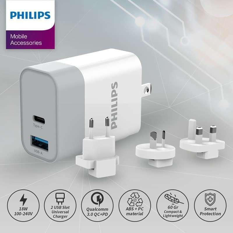 Jual Philips Mobile DLP 4320C PD-QC Universal Travel Adaptor / Charger ...