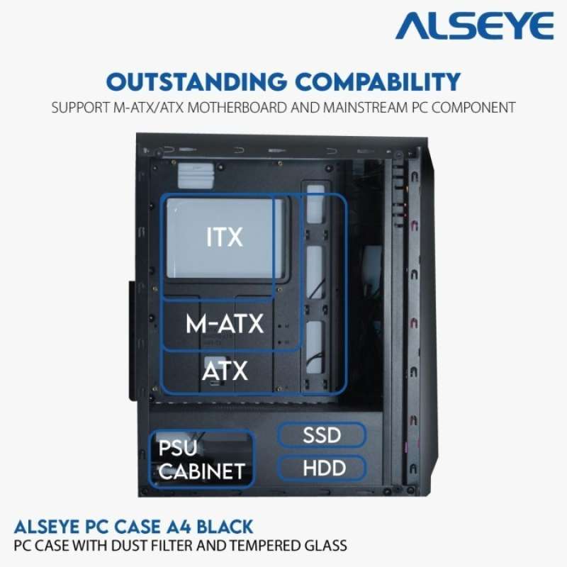 Jual ALSEYE A4 ATX Gaming PC Case Mesh Full ATX Casing Komputer di ...