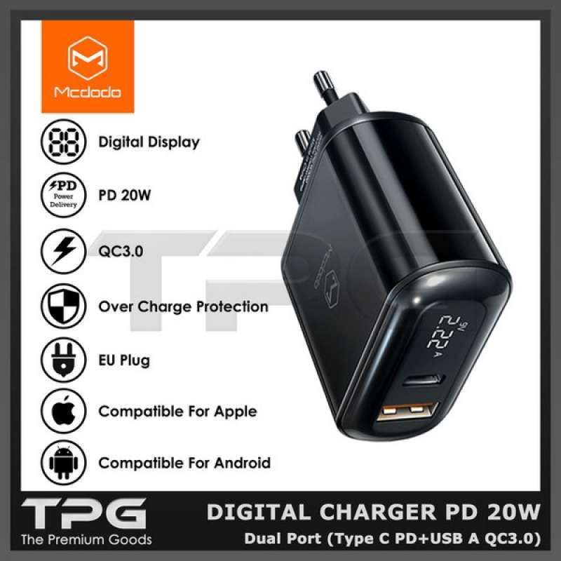 Jual Mcdodo 20W Digital Charger Qc Pd Power Delivery Fast Charging ...