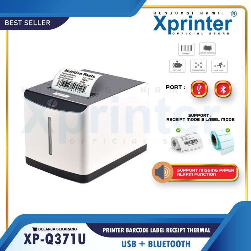 Jual Xprinter Printer Barcode Label Direct Thermal Xprinter Xp-q371u ...