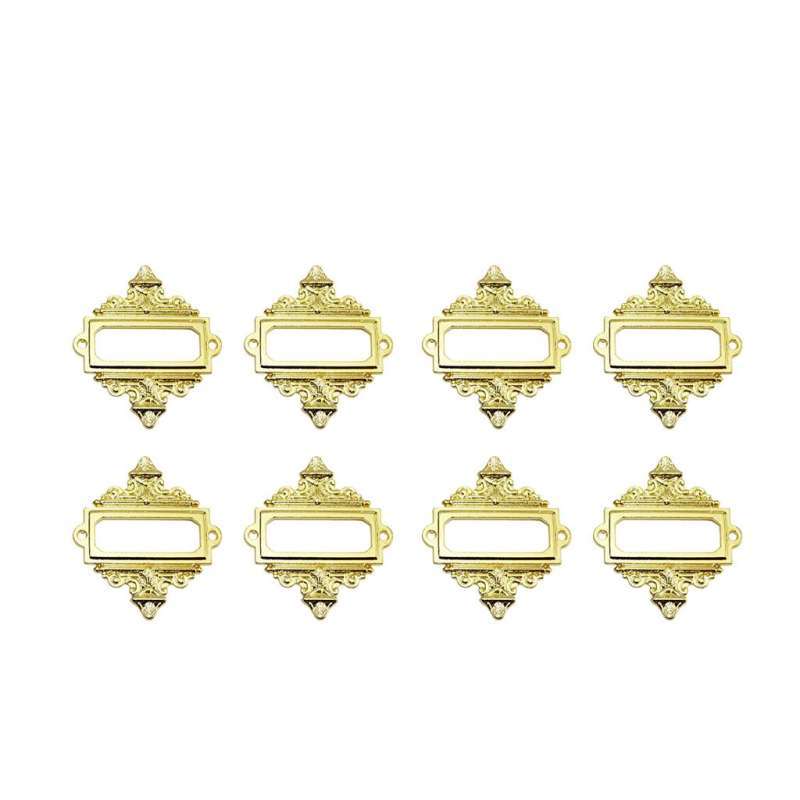 Jual 8-pack Golden Cabinet Card Tag Label Holder Metal Lace Frame with ...