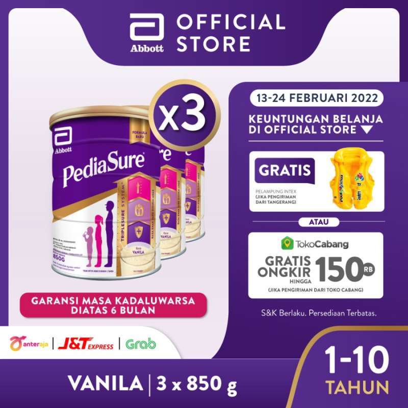 Jual Pediasure Vanila 850 g (1-10 tahun) Susu Formula Pertumbuhan - 3 klg di Seller ...