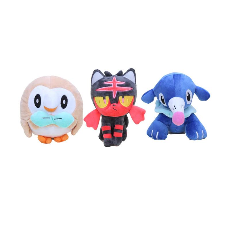 Jual OEM Pokemon Gen 7 Rowlet Litten Popplio Pokemon Figure Pikachu Set Boneka di Seller Denpur ...