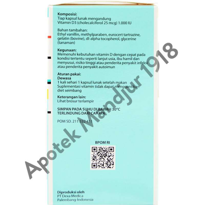 Jual Force D Vitamin D3 1000 Iu 60 Kapsul Lunak - Suplemen Vitamin D3 ...