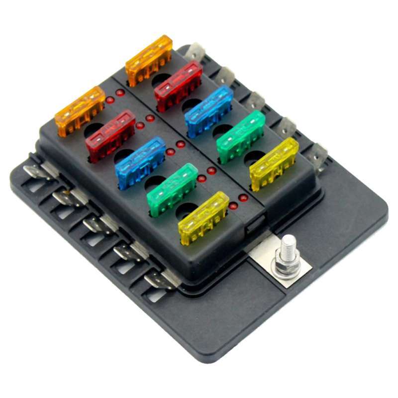 Jual 10-Way Fuse Box Standard Circuit Fuse Holder Box Block DC 32V with ...