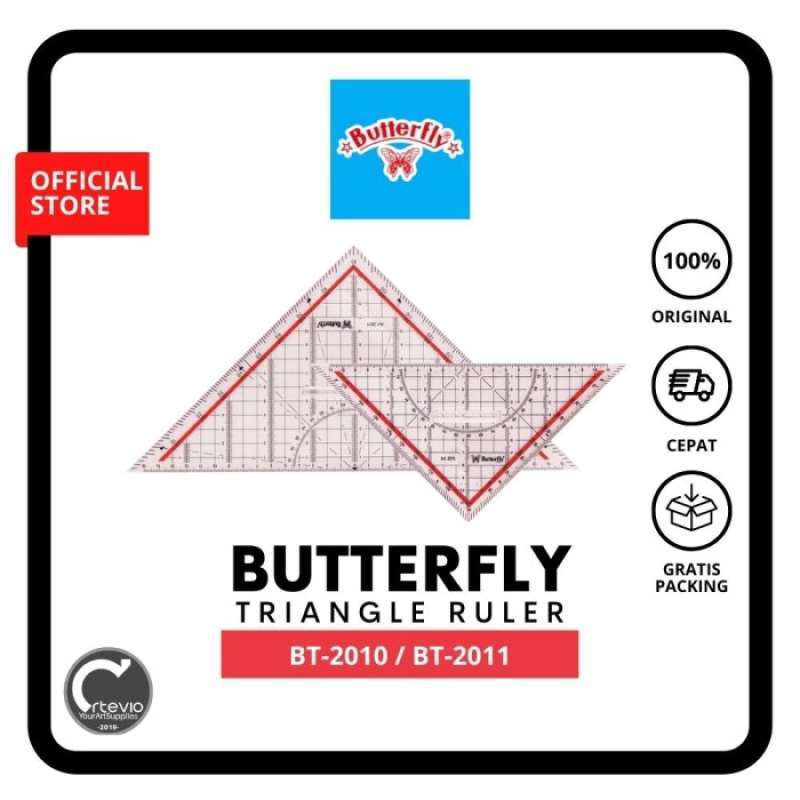 Jual Penggaris Segitiga Butterfly Art Drawing Triangle Scale Ruler di ...